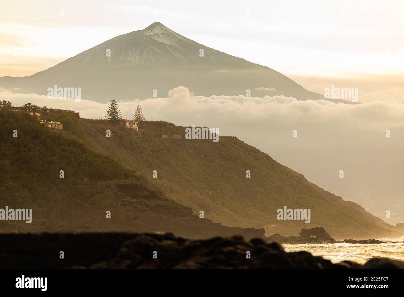 Dramatic and moody of a foggy mountainous landscape Stock Photo - Alamy