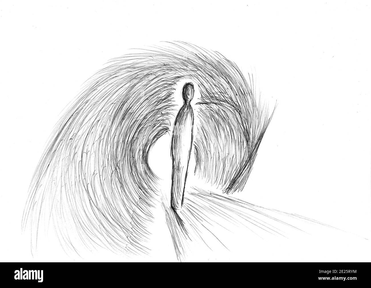 Cape Town South Africa - 13-08-2019 Ink style Illustration. Man walking ...