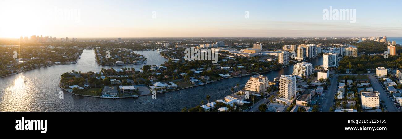 Aerial photo dusk at Fort Lauderdale Beach FL Stock Photo - Alamy