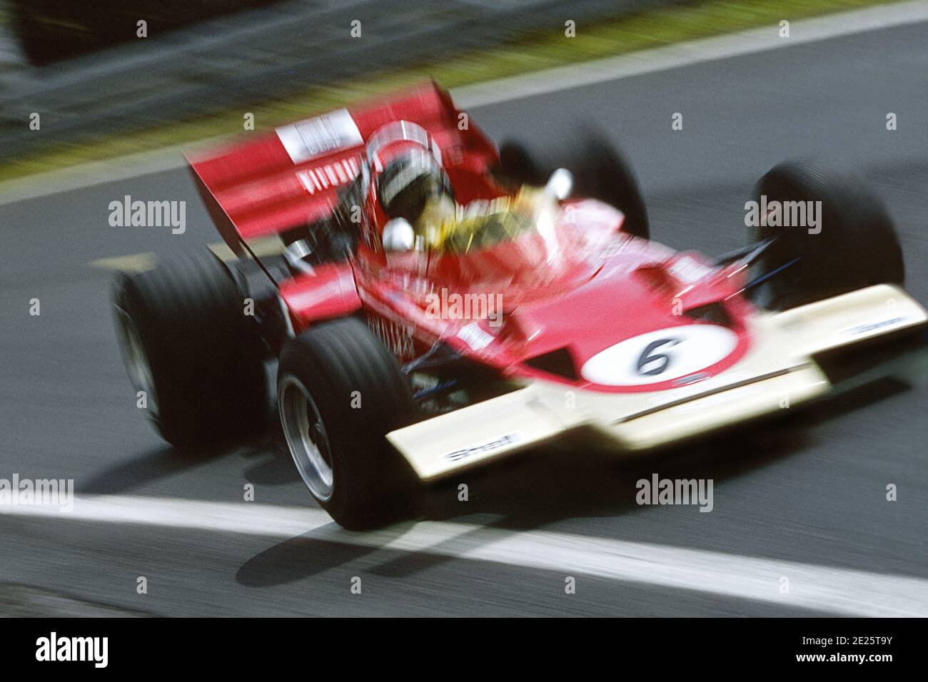 Jochen RINDT driving Lotus-Ford F1 car in full speed during 1970 Grand ...
