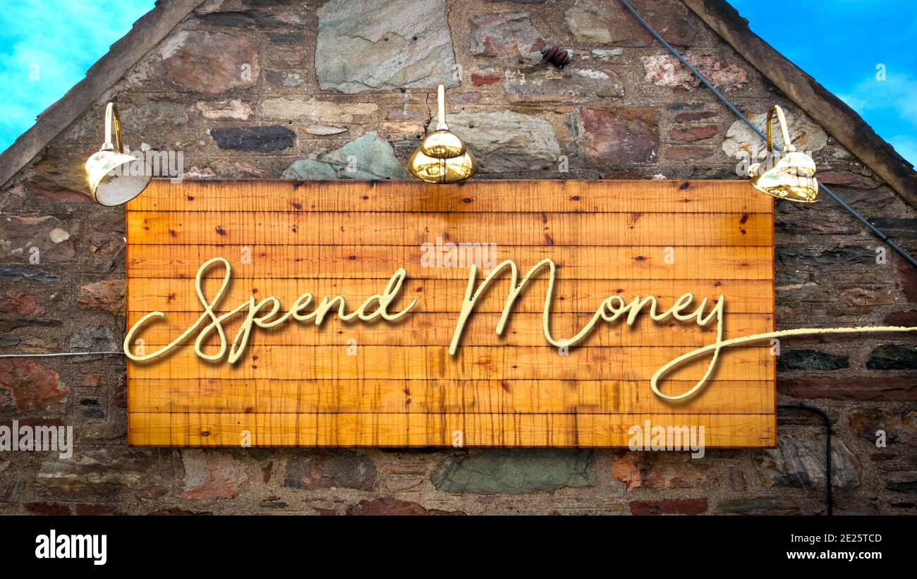 Street Sign the Direction Way to Spend Money Stock Photo - Alamy