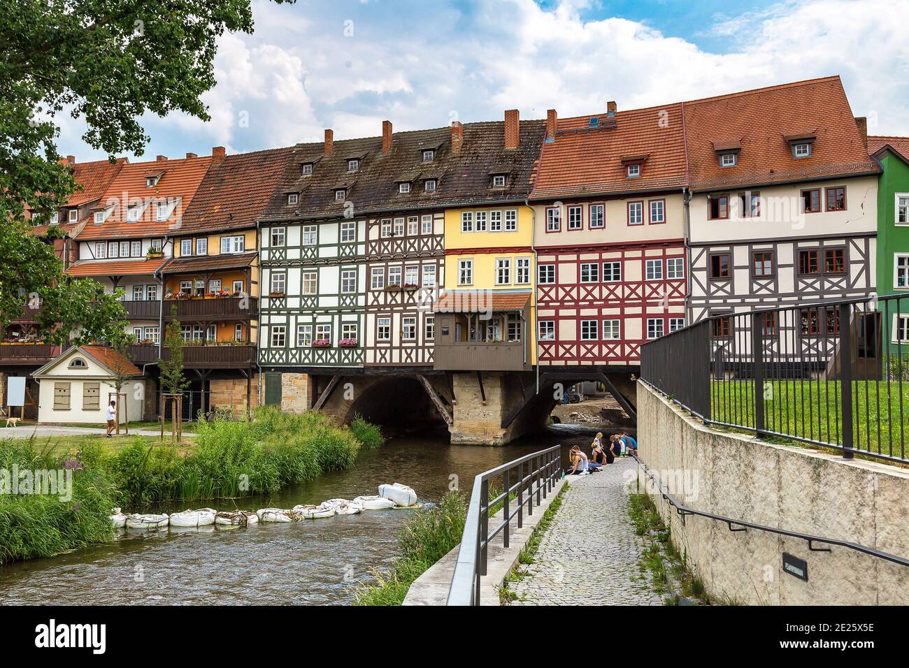 Bridge Kramerbrucke in Erfurt in a beautiful summer day, Germany Stock ...