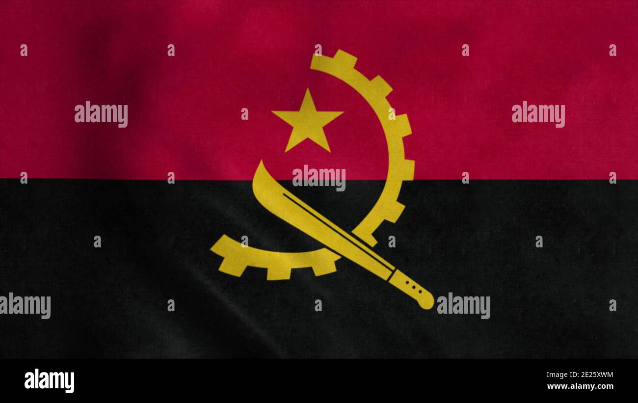 Angola flag waving in the wind. National flag of Angola. Sign of Angola ...