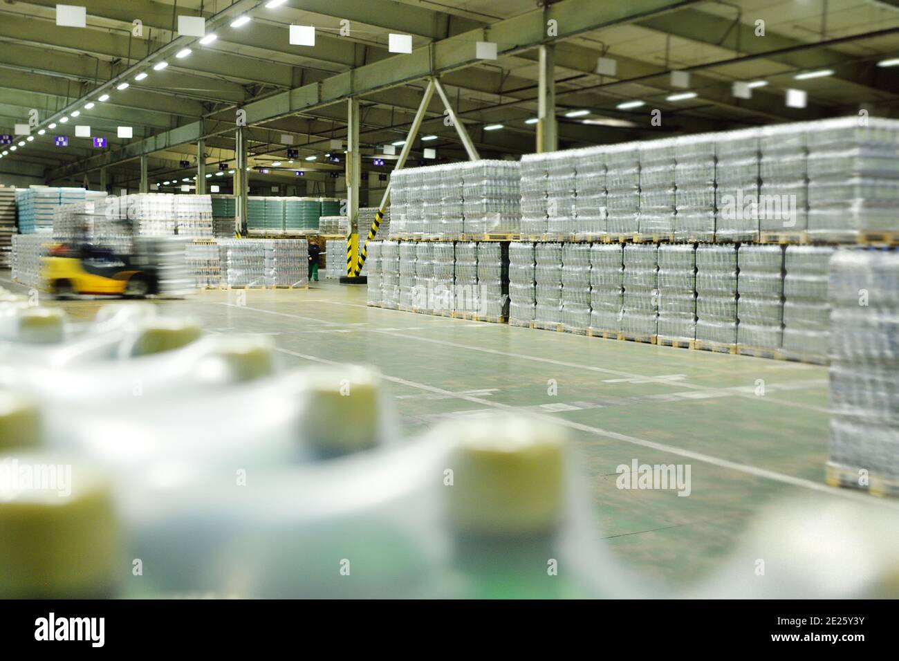 huge industrial warehouse with plastic food wrap wrapped plastic ...