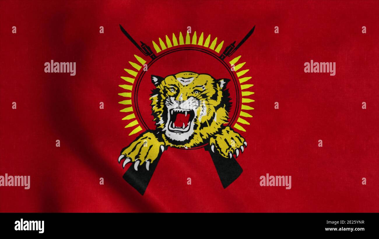Flag of Tamil Eelam, waving in wind. Realistic flag background. 3d ...