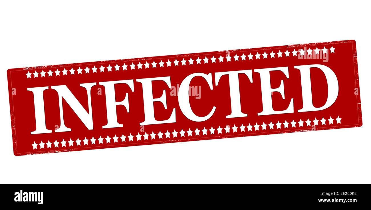 Rubber stamp with word infected inside, vector illustration Stock Photo ...