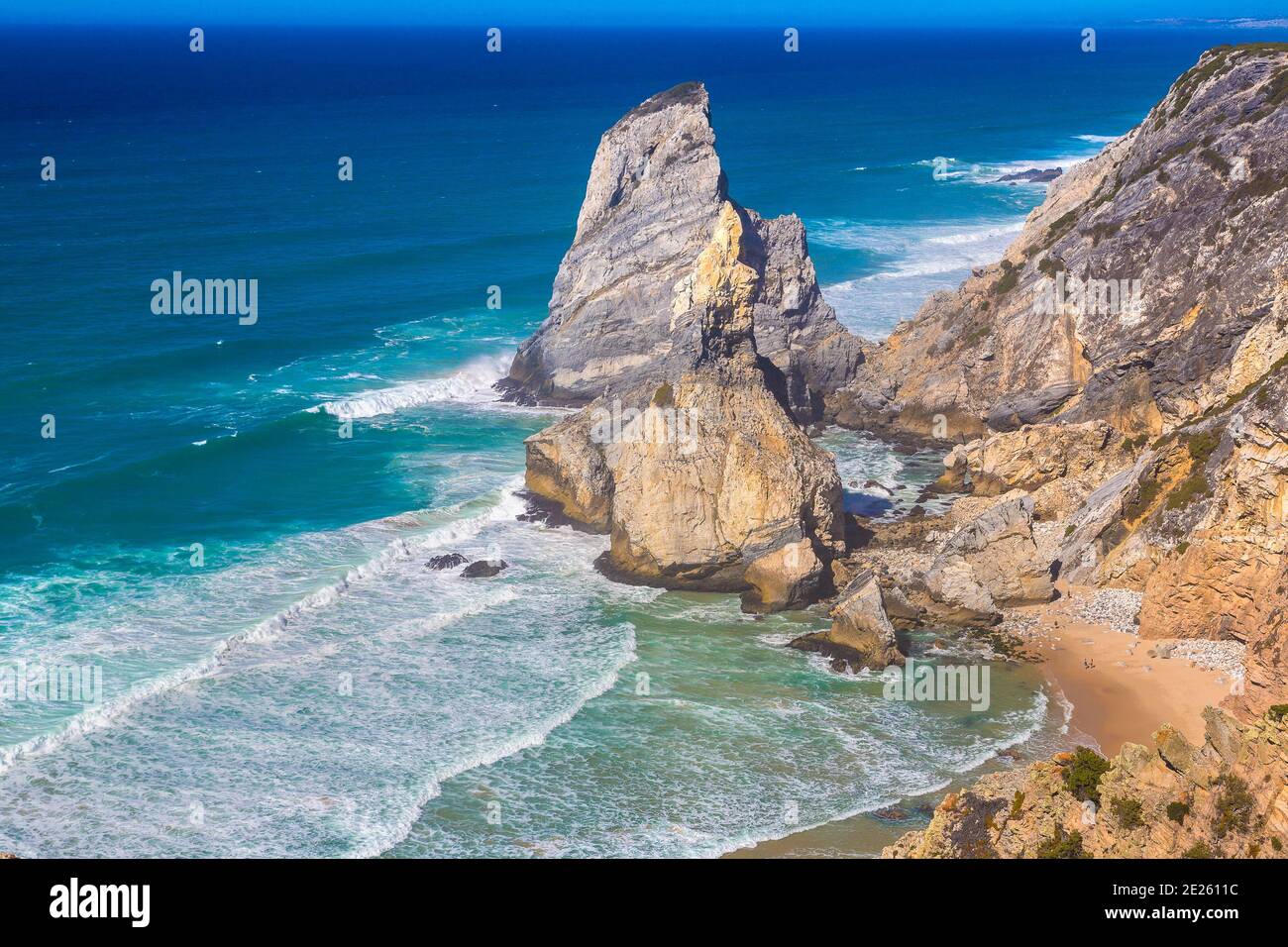 Cabo da Roca. Cliffs and rocks on the Atlantic ocean coast in Sintra in ...