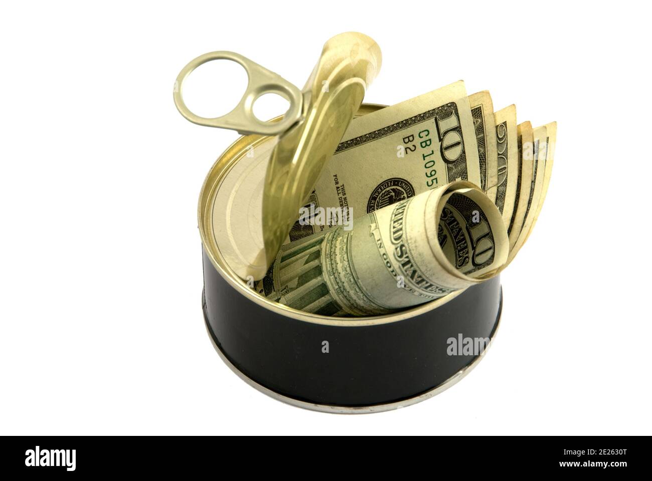 A can of dollars, ready to use money Stock Photo - Alamy