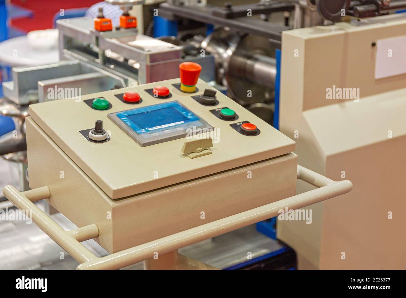 Big Machine Control Panel in Factory Production Stock Photo - Alamy