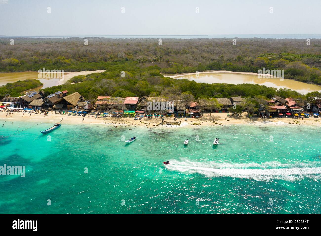 The paradies beach of Playa Blanca on Island Baru by Cartagena in ...