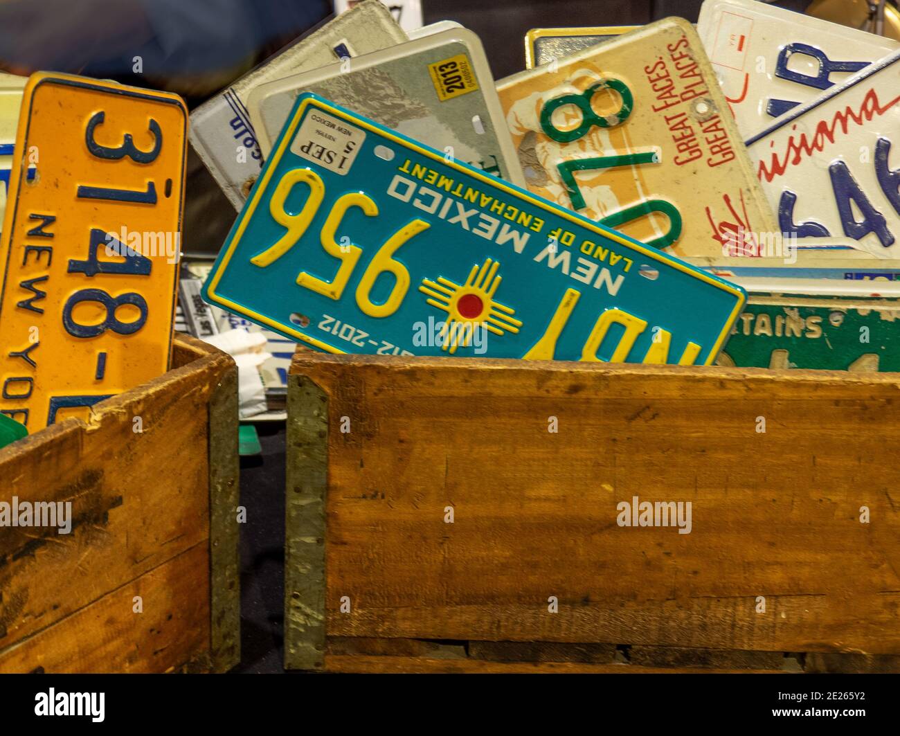 wooden boxes with reproductions of American license plates for sale in ...