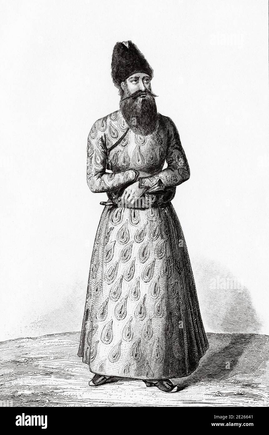 A Persian Khan. Iran. Old steel engraved antique print. Published in L ...