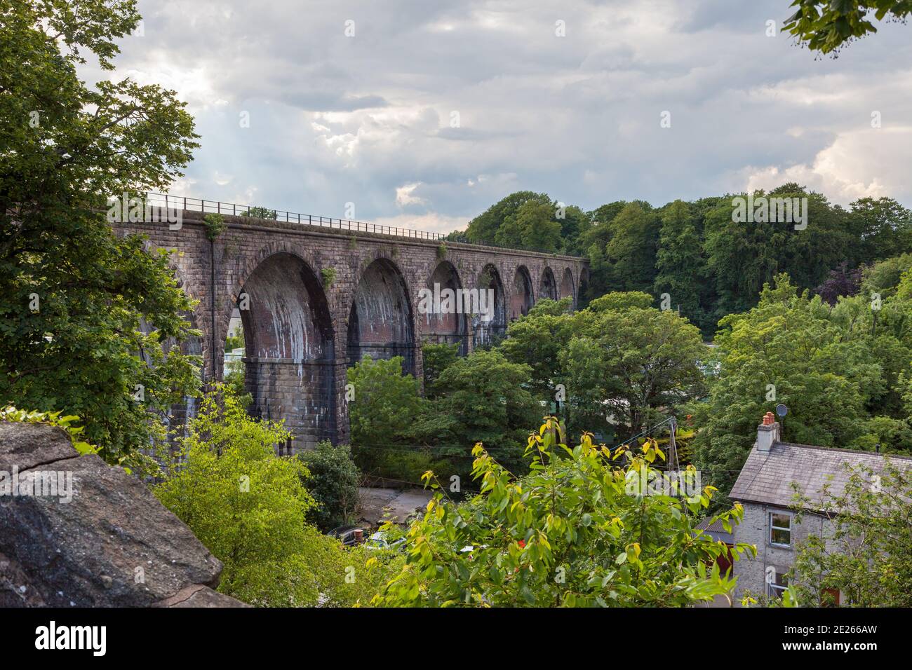 The disused Ingleton railway viaduct crosses the valley of the River ...