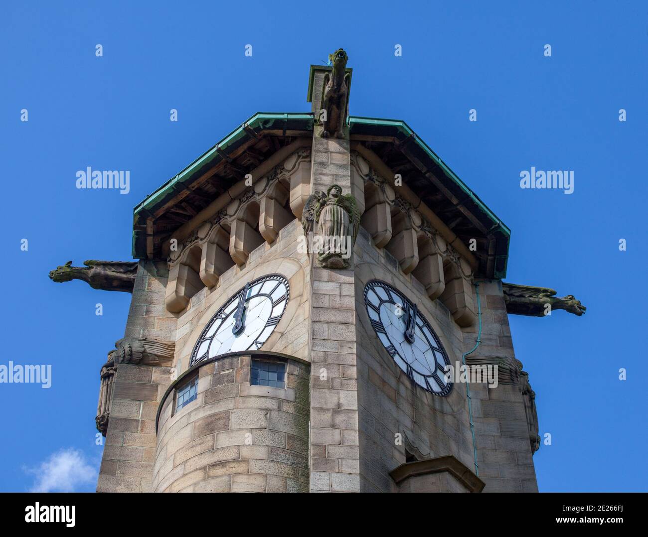Lindley clock tower - a tall Edwardian art nouveau style landmark in ...