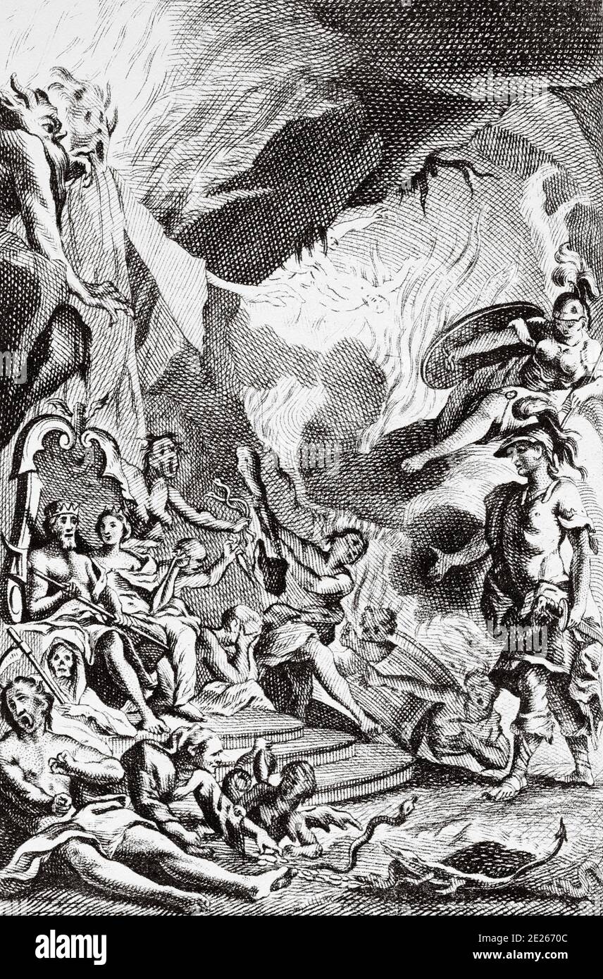 Telemachus led by Minerva descends to hell and asks Pluto for ...