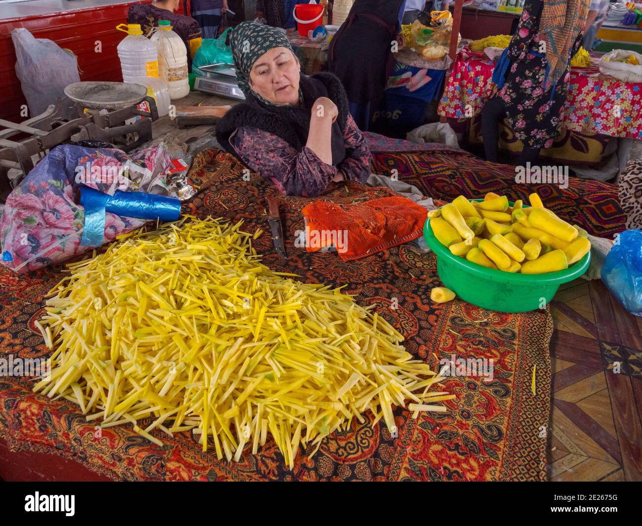 The traditional Bazaar. City Uzgen (Oesgoen, Usgen) close to the border ...