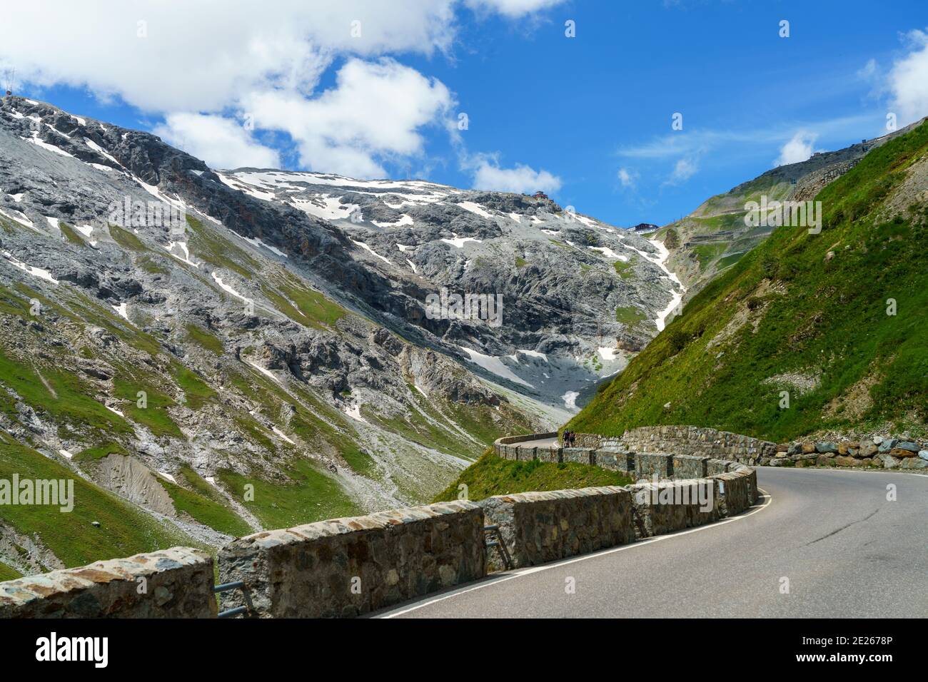 Mountain landscape along the road to Stelvio pass, Bolzano province ...