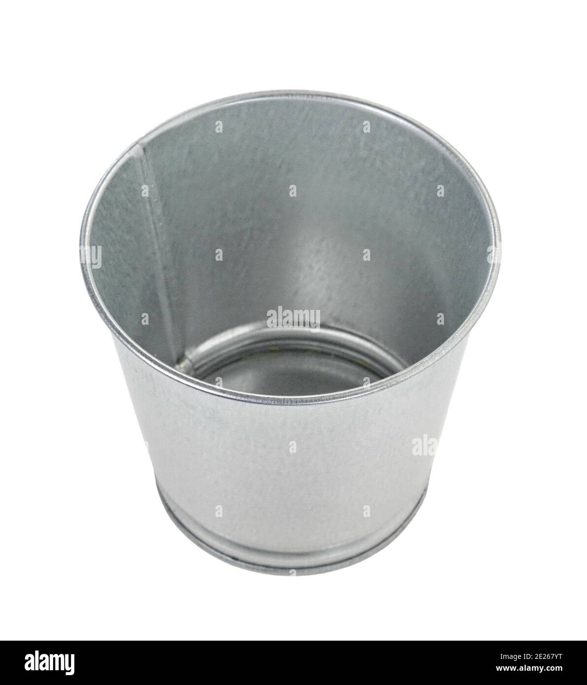 Metallic bucket. Isolated on white background. Galvanized metal bucket ...