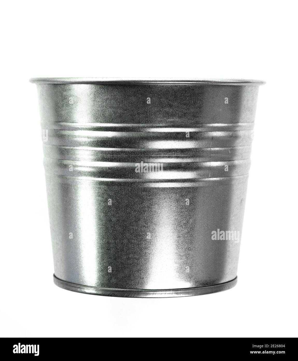Metallic bucket. Isolated on white background. Galvanized metal bucket ...