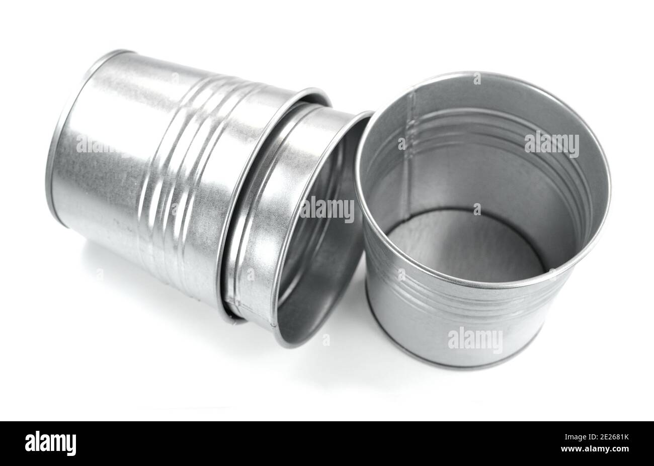 Metallic bucket. Isolated on white background. Galvanized metal bucket ...