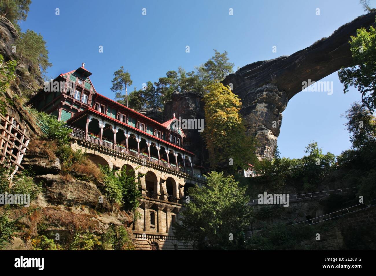 Pravcicka brana - Prebischtor Gate and Falcon's Nest restaurant at ...