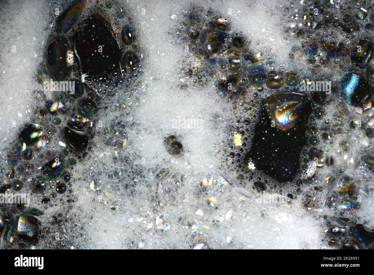 Top view of white soap foam isolated on black, with clipping path ...