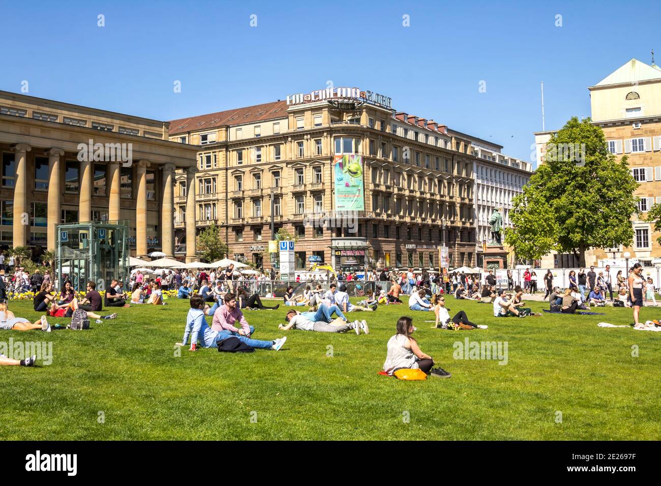 shopping street in Stuttgshopping street in Stuttgart with unidentified ...