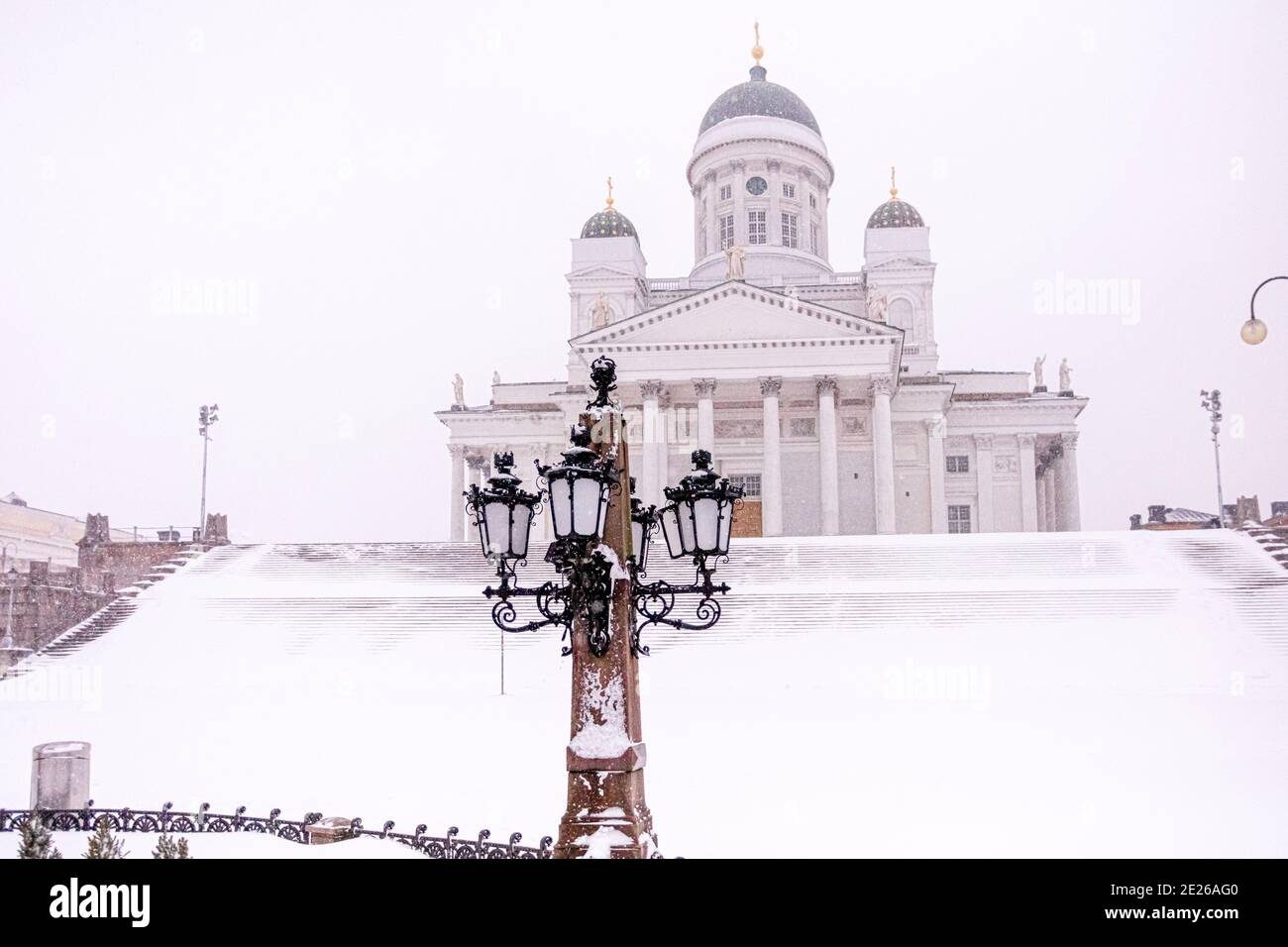 Helsinki, Finland. January 12, 2021 White Church. Heavy snowfall ...