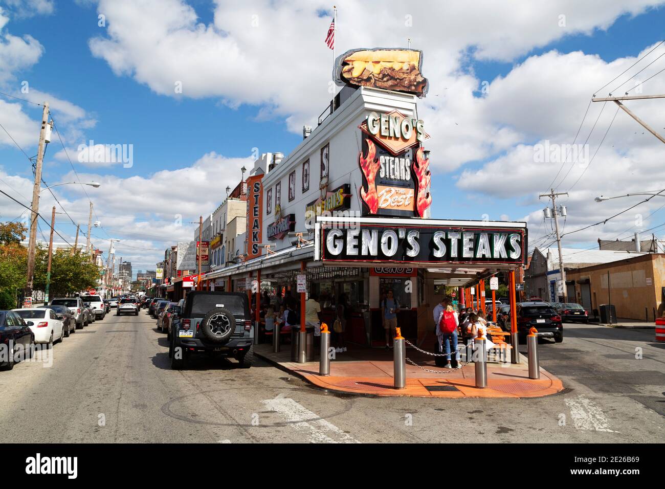 Geno's Steaks restaurant in Philadelphia, USA. The South Philadelphia ...