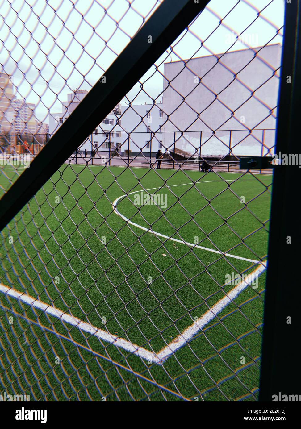 Metal safety net close-up of a soccer field, outdoor sports game Stock ...