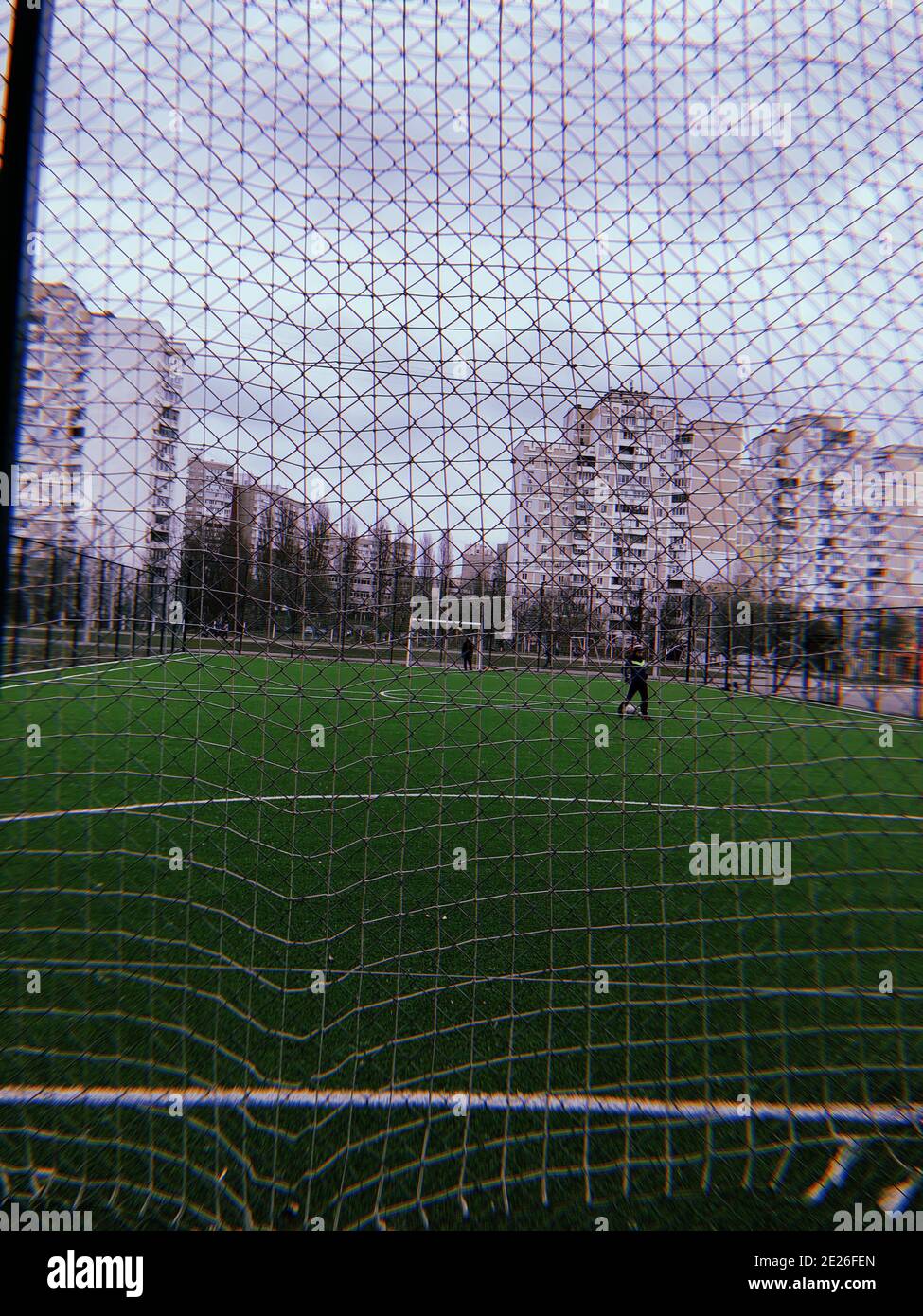 Metal safety net close-up of a soccer field, outdoor sports game Stock ...
