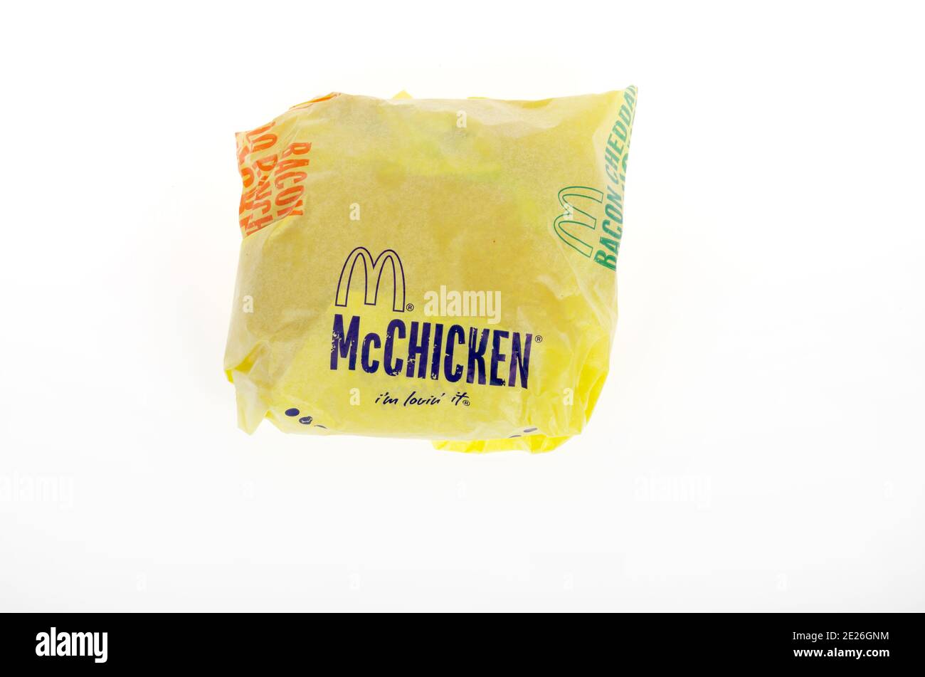 McDonald's McChicken sandwich in wrapper on white background Stock ...