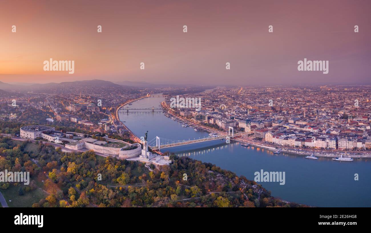 Aerial view of Budapest with beautiful sunrise Stock Photo - Alamy