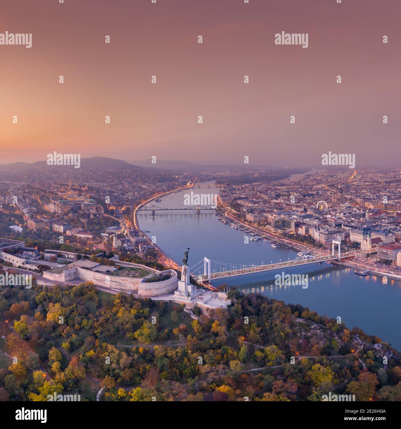 Aerial view of Budapest with beautiful sunrise Stock Photo - Alamy