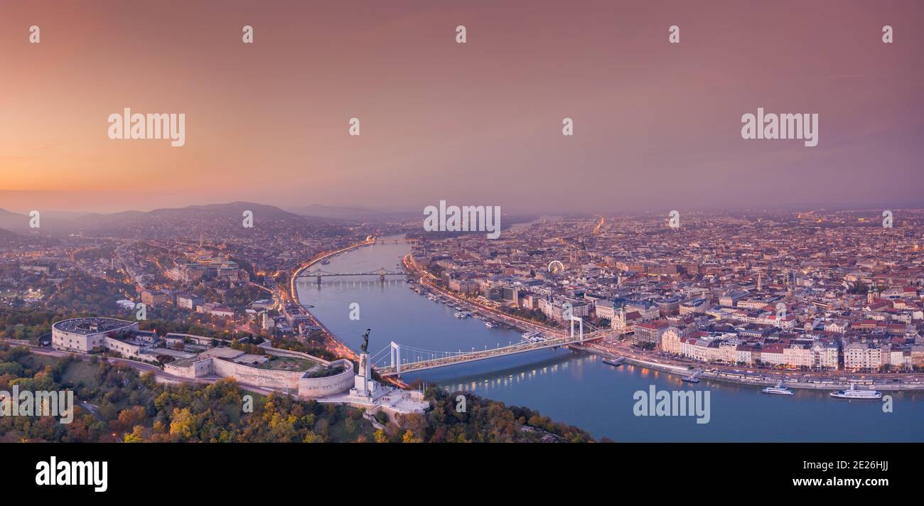 Aerial view of Budapest with beautiful sunrise Stock Photo - Alamy
