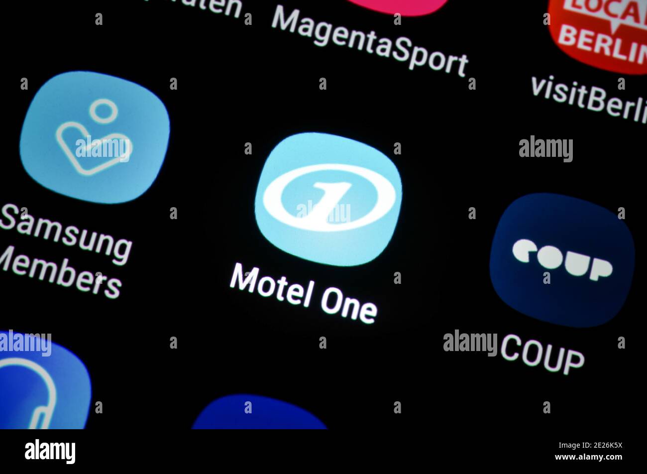 Smartphone, Display, App, Motel One Stock Photo - Alamy