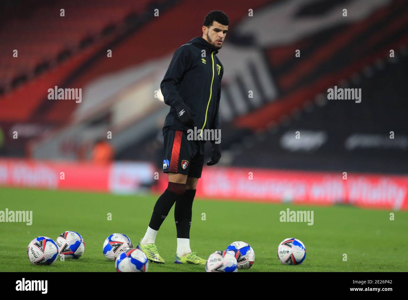 AFC Bournemouth's Dominic Solanke during the warm up before the Sky Bet ...