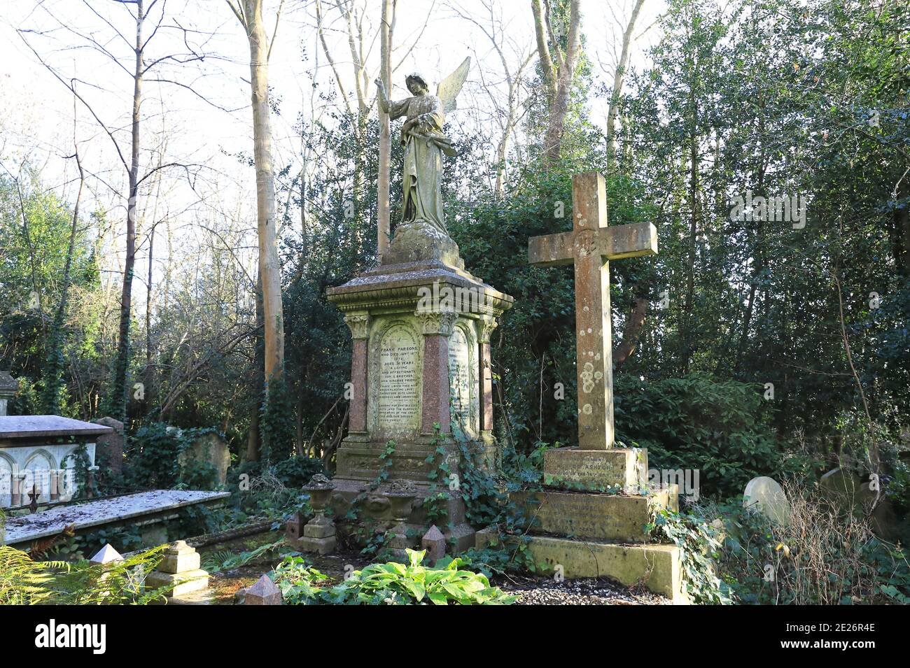 The unique and evocative memorials of Highgate Cemetery West, in winter ...