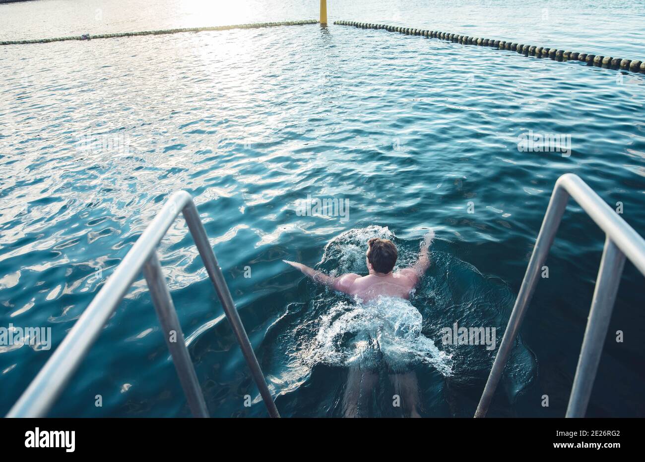Fit Man Millennial Swimming Into Cold Water in Copenhagen Denmark Stock ...