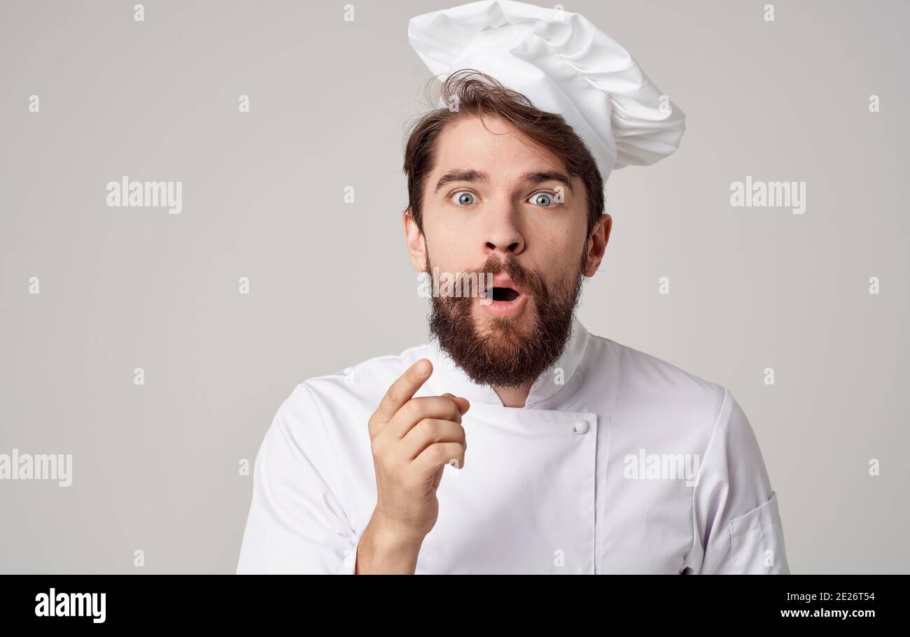 Man cook emotions restaurant Professional work cooking Stock Photo - Alamy