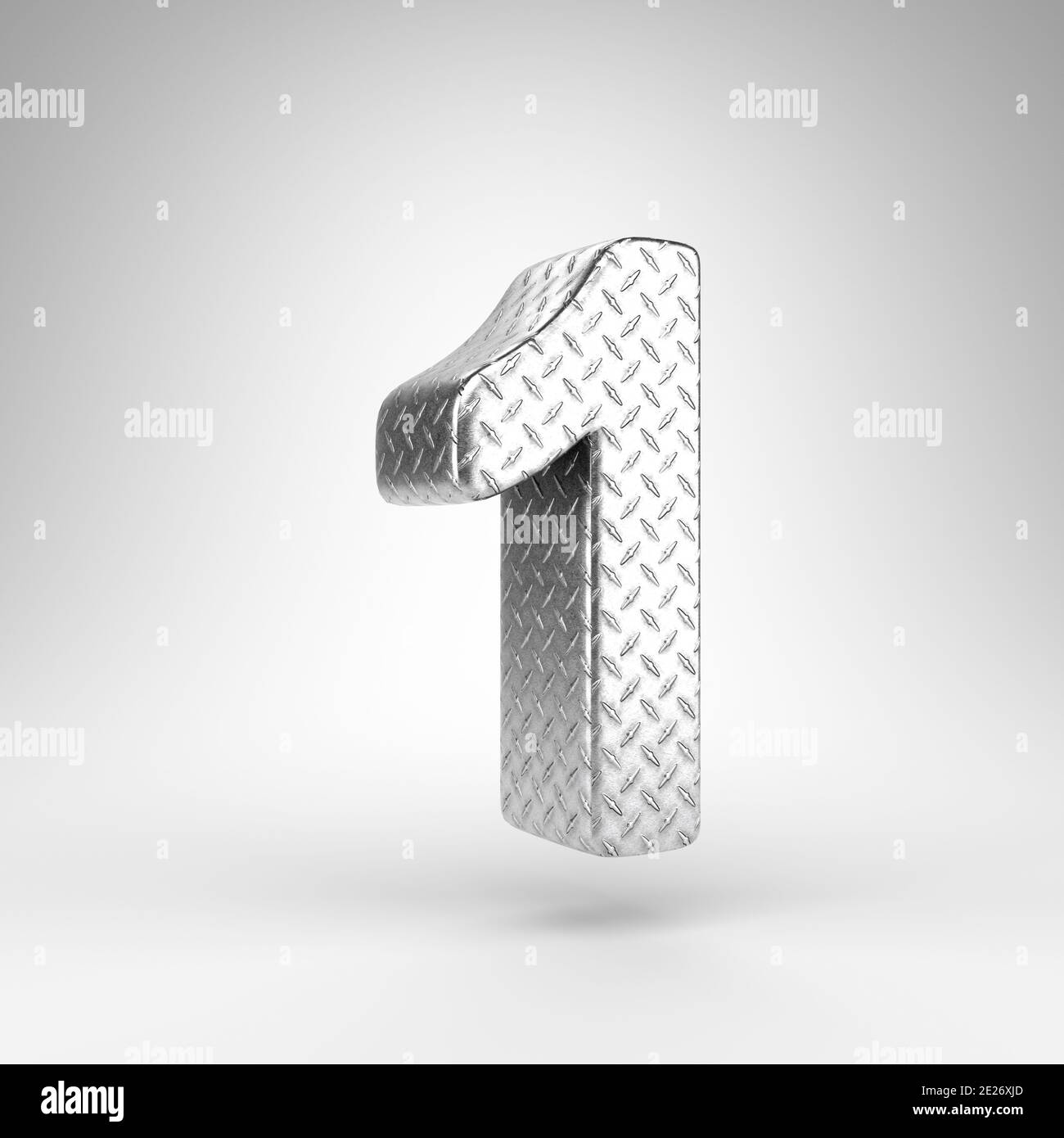Number 1 on white background. Aluminium 3D rendered number with ...