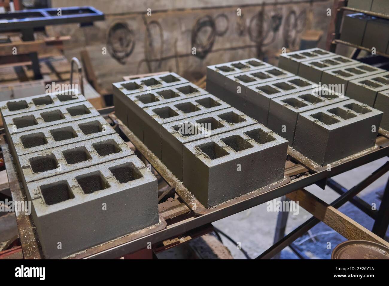 Cinder blocks lie on the ground and dried. on cinder block production ...