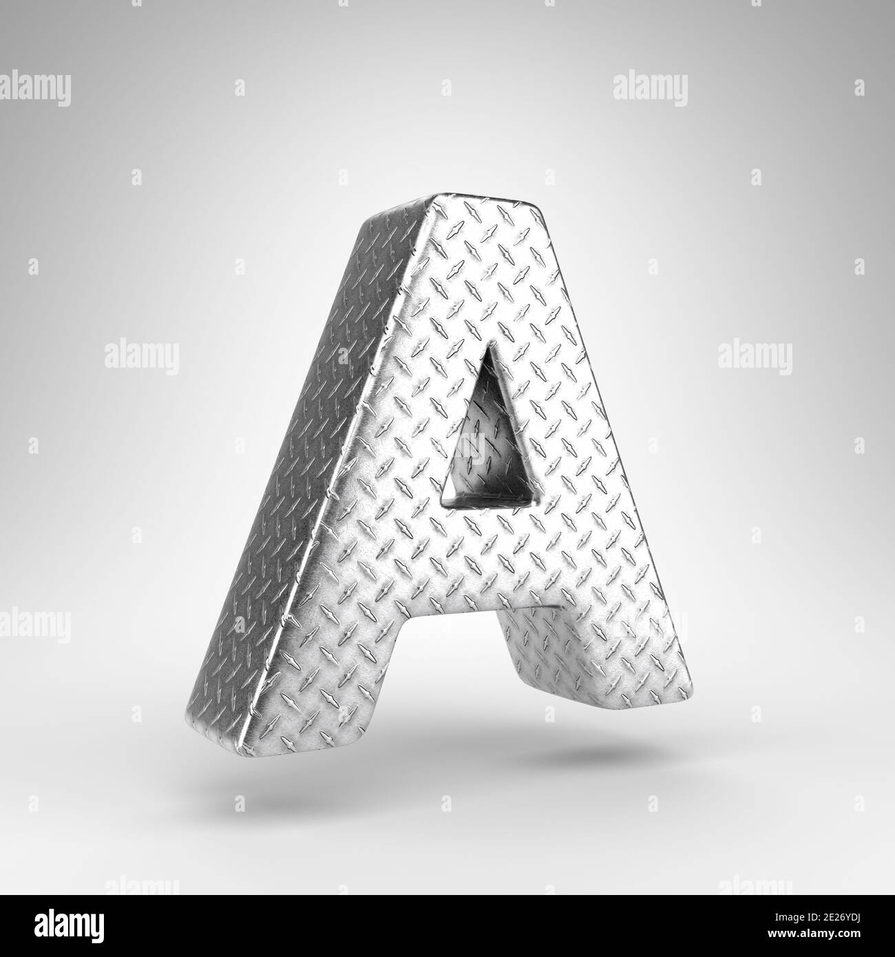 Letter A uppercase on white background. Aluminium 3D rendered font with ...