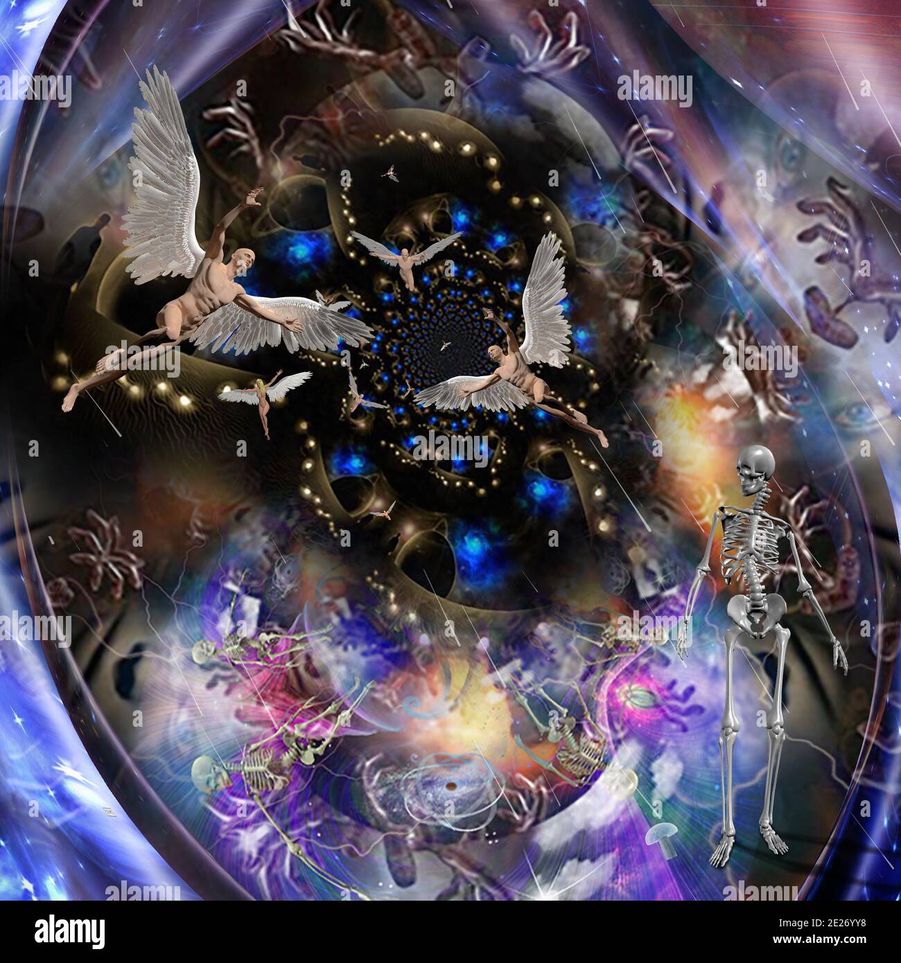 The flow of life and death. Spiritual art. 3D rendering Stock Photo - Alamy