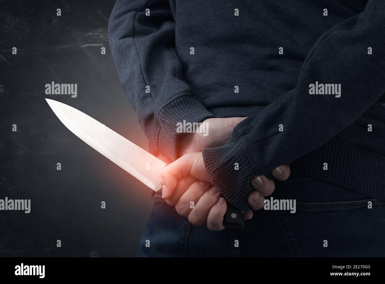 Silhouette hand holding knife hi-res stock photography and images - Alamy
