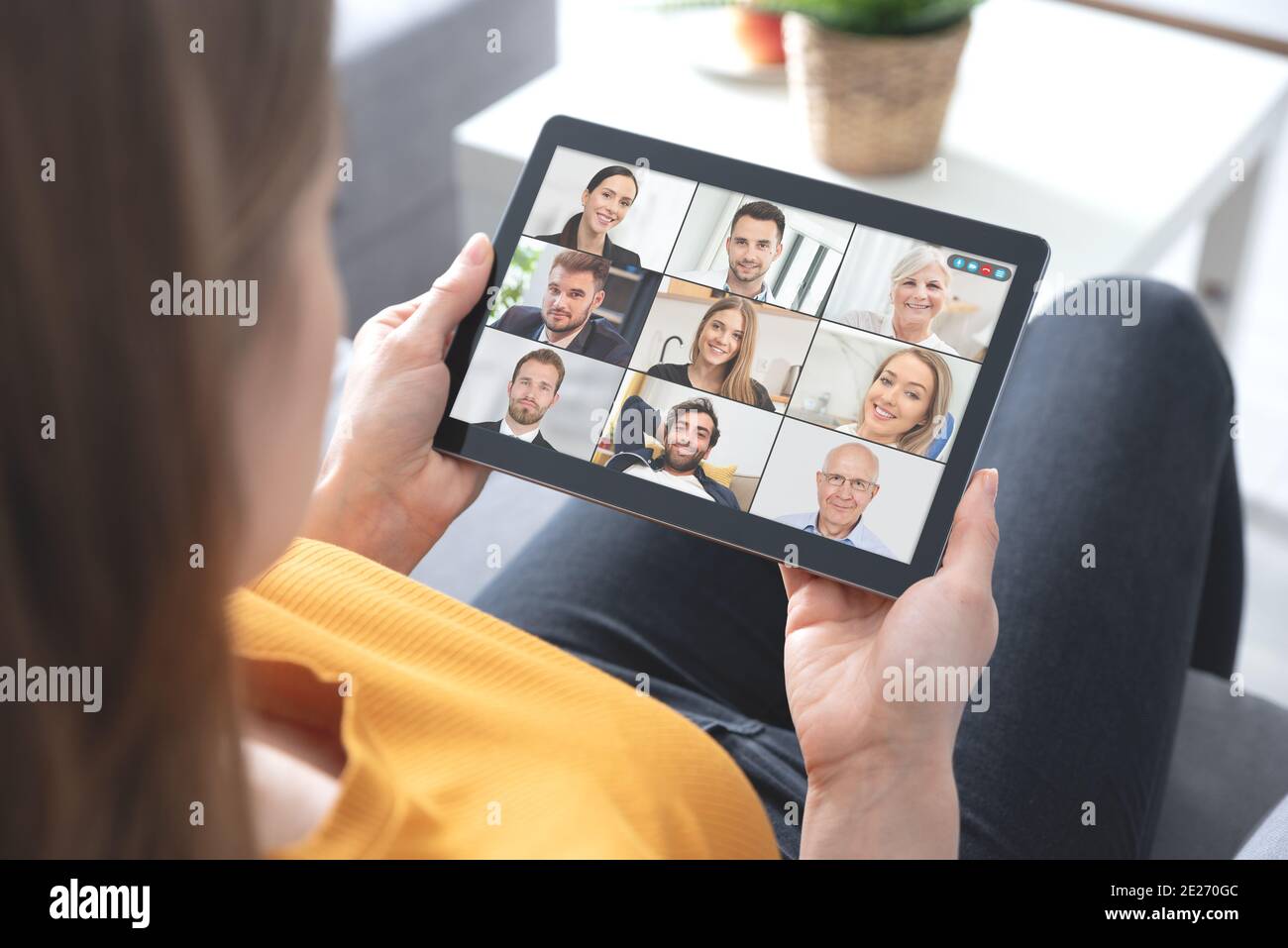 Video conference with multiple employees. Tablet application for remote ...