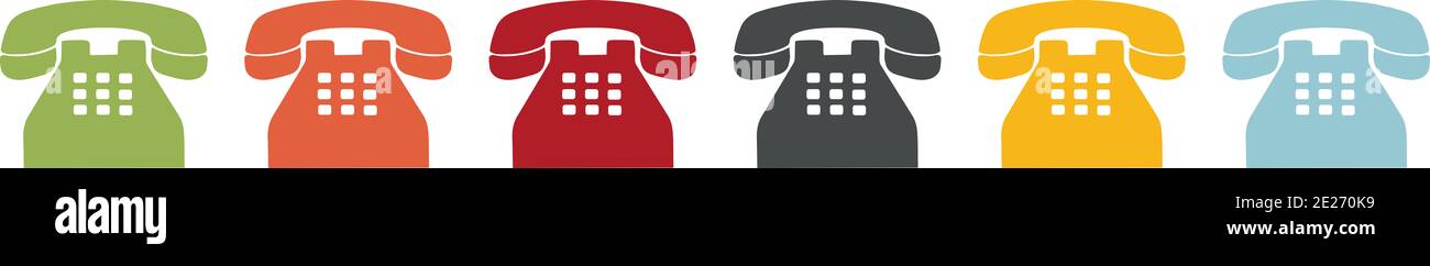 Coloured icons of old landline phones Stock Photo - Alamy
