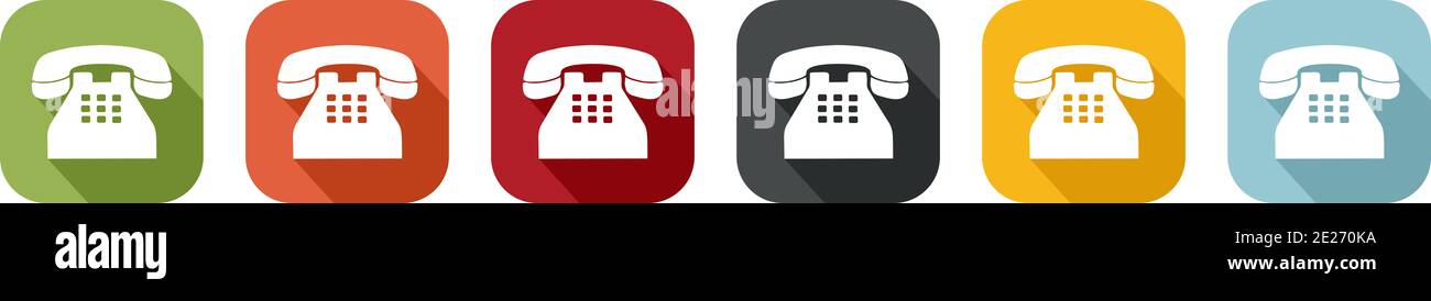 Coloured icons of old landline phones Stock Photo - Alamy