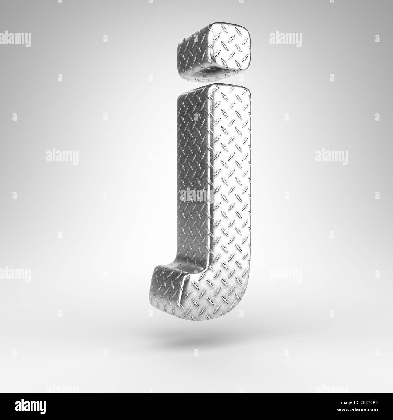 Letter J lowercase on white background. Aluminium 3D rendered font with ...