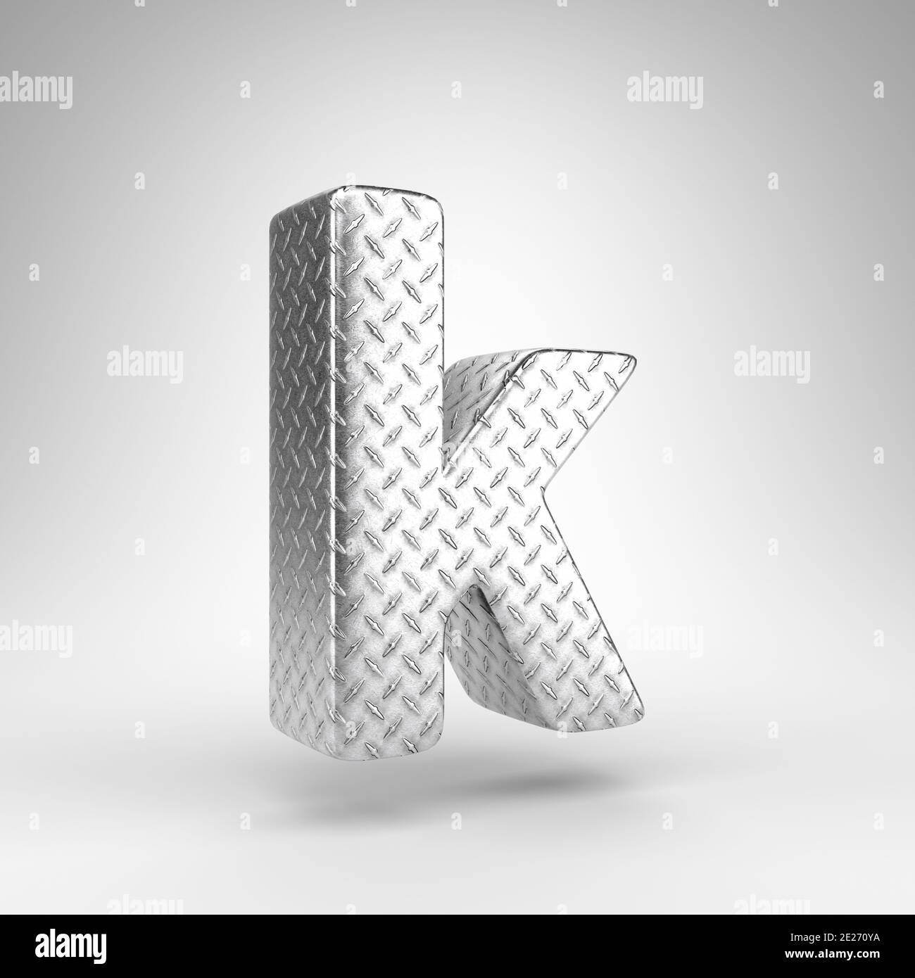 Letter K lowercase on white background. Aluminium 3D rendered font with ...